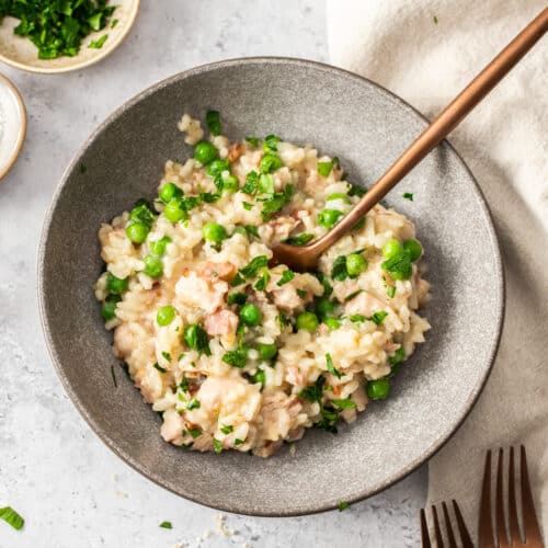Pea and Bacon Risotto - Sustainable Cooks