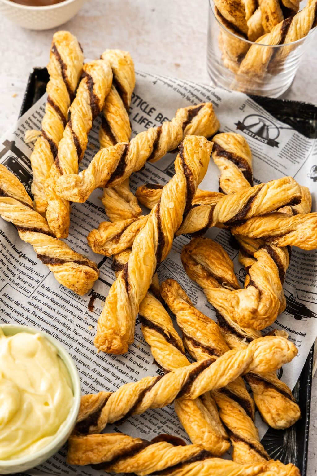 Puff Pastry Cinnamon Twists With Cream Cheese Dip - Sustainable Cooks