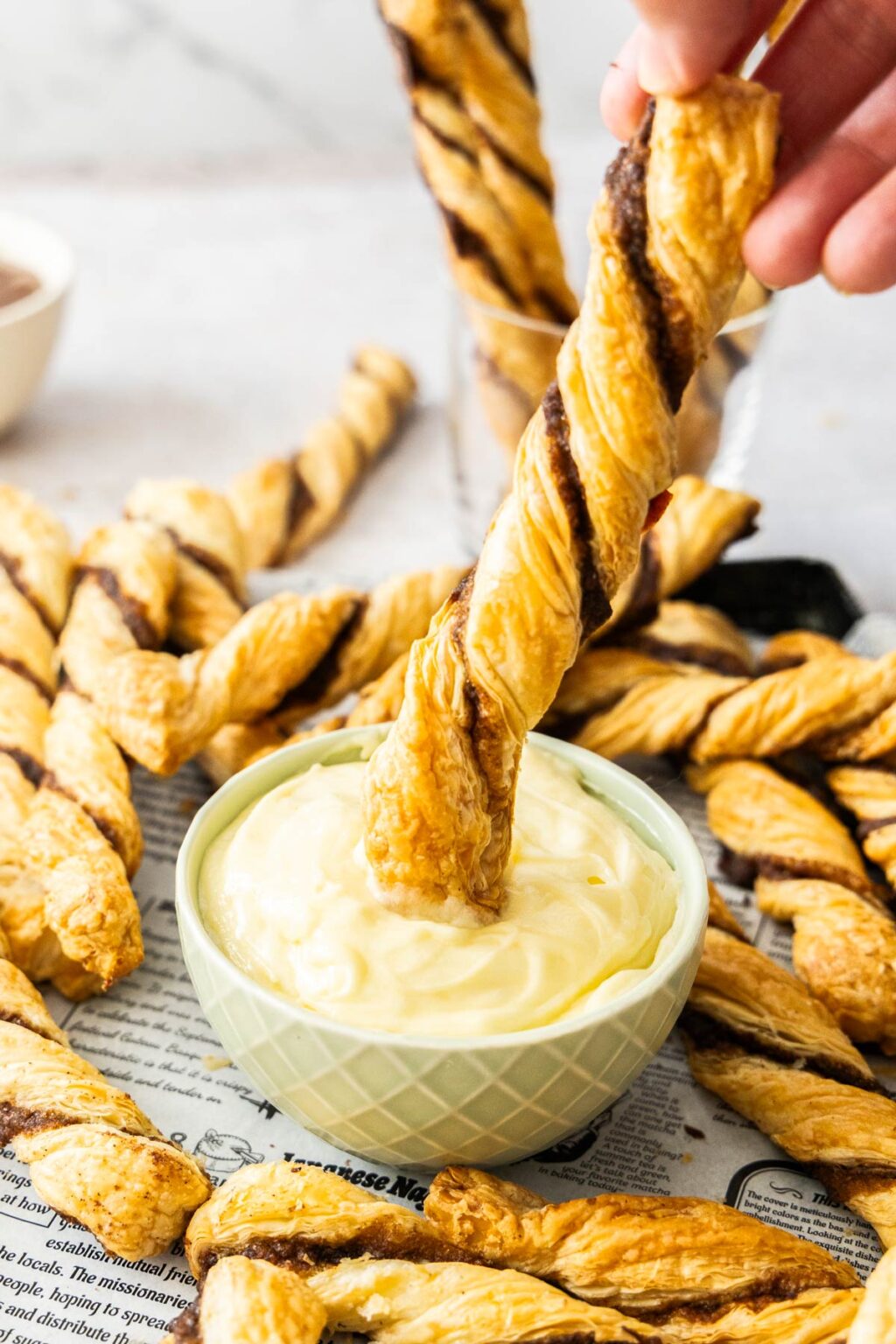Puff Pastry Cinnamon Twists With Cream Cheese Dip - Sustainable Cooks